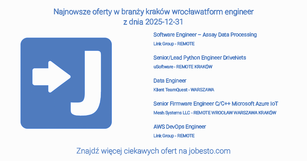 Oferty pracy kraków wrocławatform engineer | grudzień 2025 | 812 | Jobesto